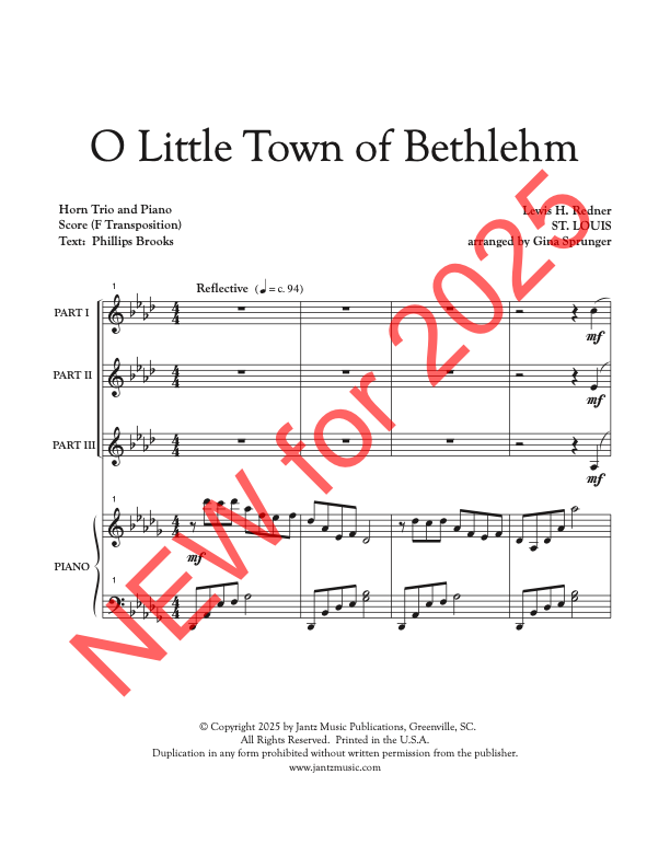 O Little Town of Bethlehem - Horn Trio – Jantz Music Publications