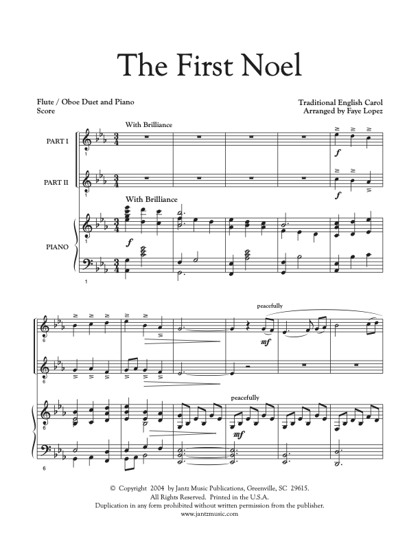 The First Noel - Flute/Oboe Duet – Jantz Music Publications