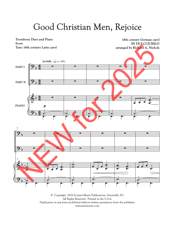 Good Christian Men, Rejoice - Trombone Duet – Jantz Music Publications