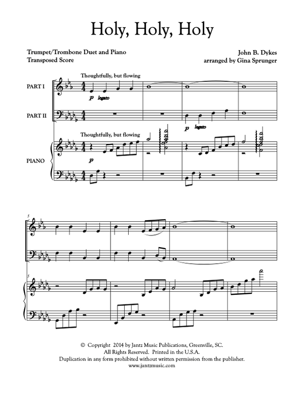 Holy, Holy, Holy - Trumpet/Trombone Duet – Jantz Music Publications