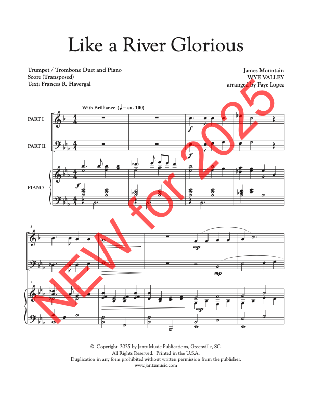 Like a River Glorious - Trumpet/Trombone Duet – Jantz Music Publications