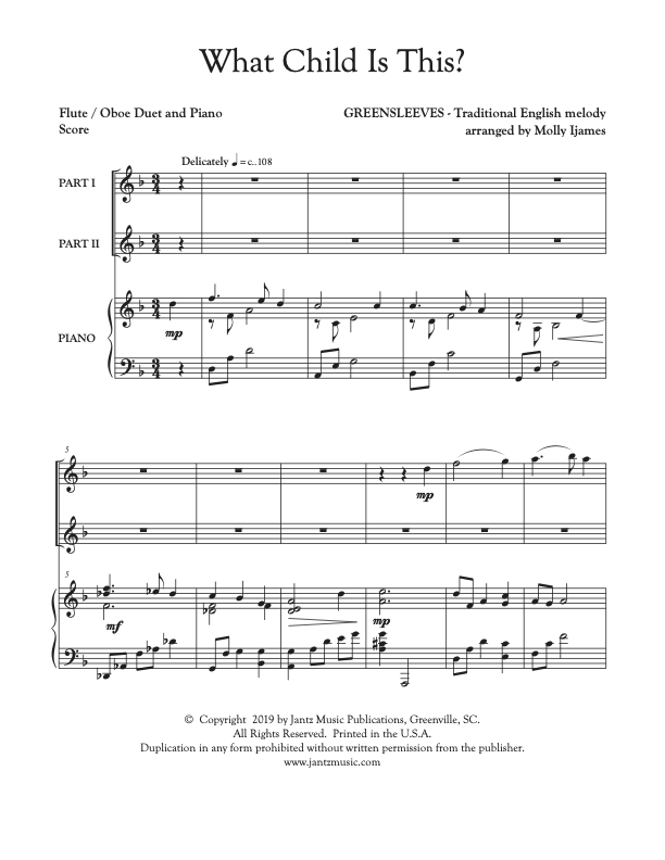 What Child Is This? - Flute/Oboe Duet – Jantz Music Publications